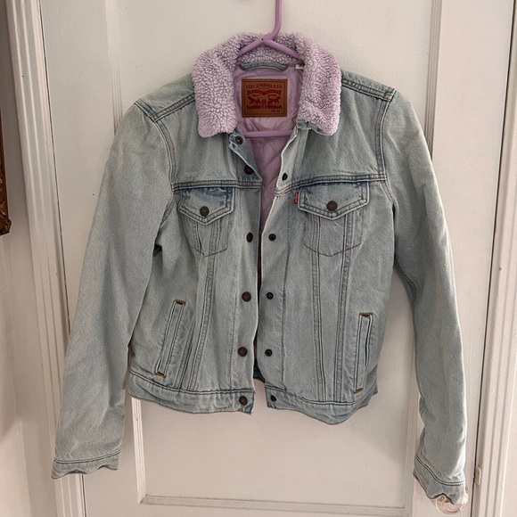 Levi's | Jackets & Coats | Levis Denim Trucker Jacket With Lavender ...